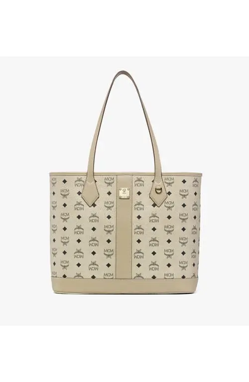 Mcm Medium Liz Shopper In Visetos - Beige