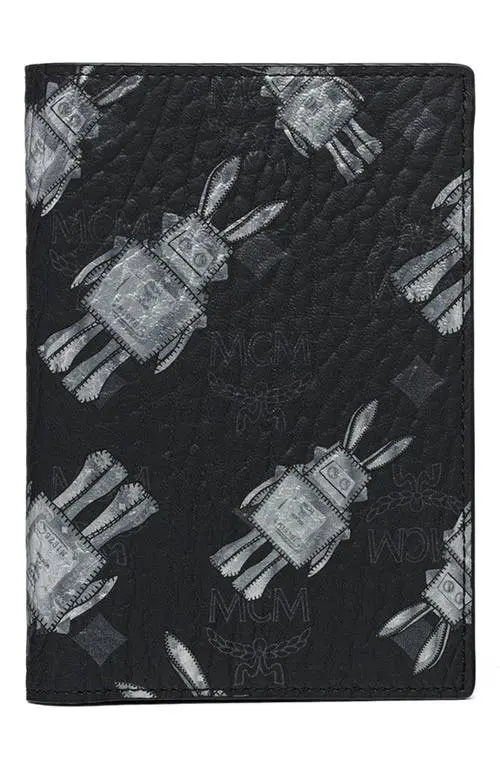 Mcm Ottomar Passport Holder In Rabot Visetos - Black