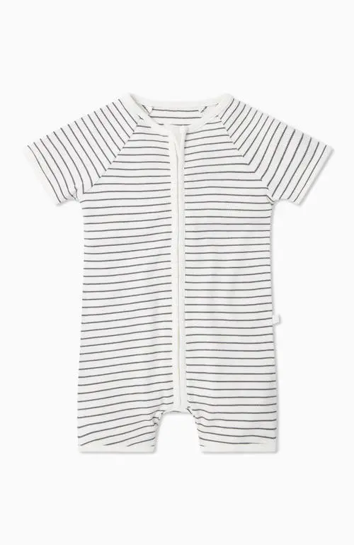 MORI Summer Zip-up Sleepsuit - Grey Stripe
