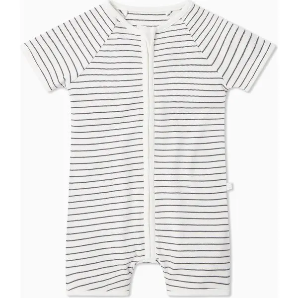 MORI Summer Zip-up Sleepsuit - Grey Stripe