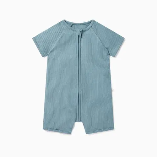 MORI Ribbed Summer Sleepsuit - Sky