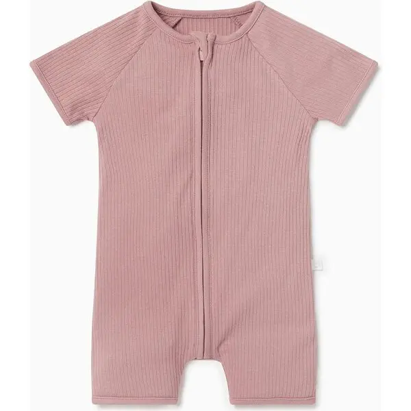 MORI Ribbed Zip-up Sleepsuit - Rose