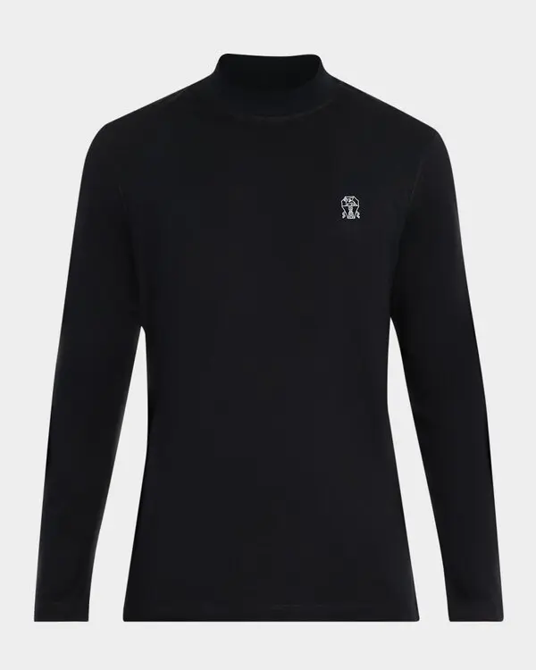Brunello Cucinelli Mock-neck Long-sleeve T-shirt - C101 Black