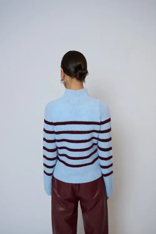 Central Park West Marley Striped Funnel Neck