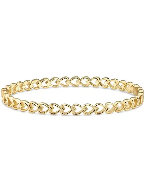 DEVATA Open Heart Bangle Bracelet In Gold Plated Sterling Silver - Yellow Gold