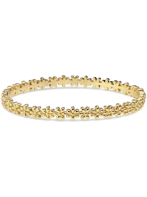 DEVATA Daisy Flower Eternity Bangle Bracelet - Yellow Gold