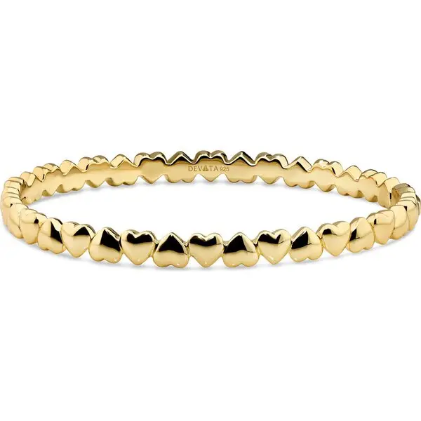 DEVATA Sweet Heart Eternity Bangle Bracelet In Gold Plated Sterling Silver - Yellow Gold