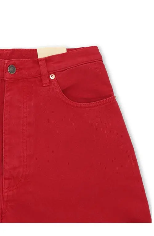 FORTELA Jaron Wide Leg Cotton Pants - Red