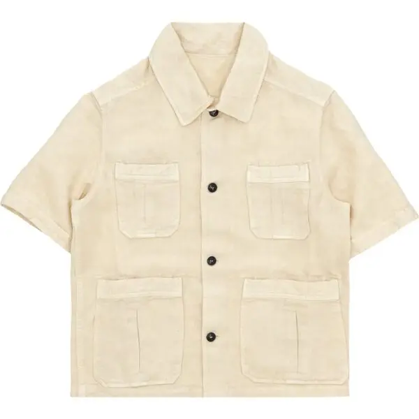 FORTELA Safari Short Sleeve Linen Shirt - Milk