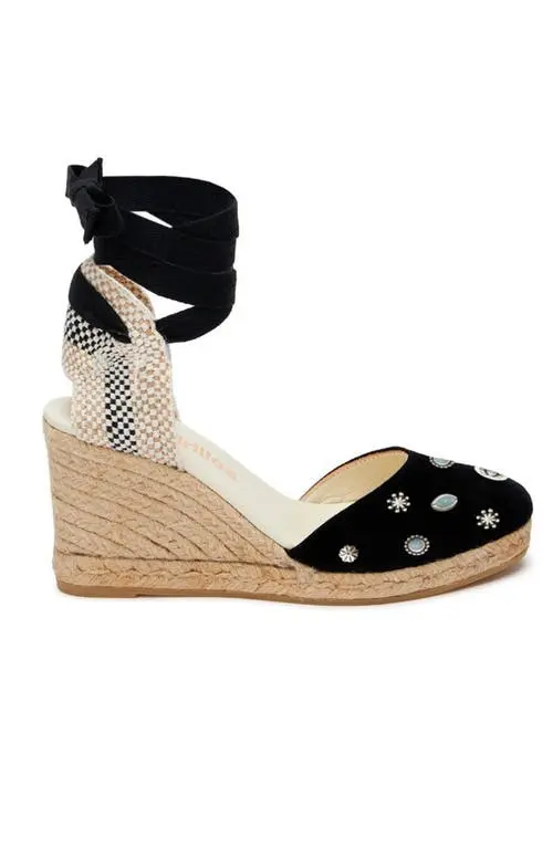 FORTELA Wedge Espadrilles With Studs - Black