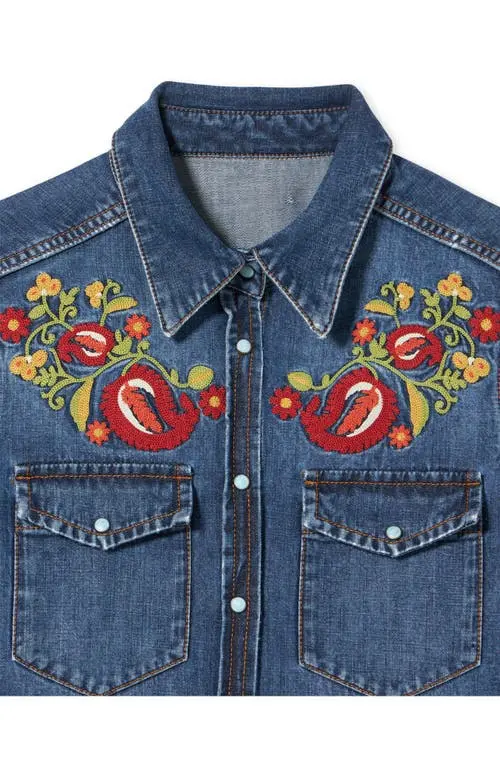 FORTELA Brigitter Embroidered Denim Shirt