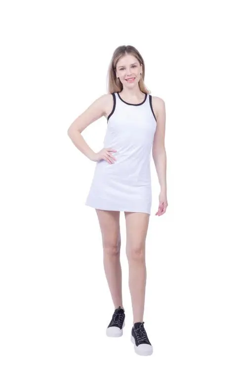 LEZAT Organic Cotton Active Mini Dress - White/black