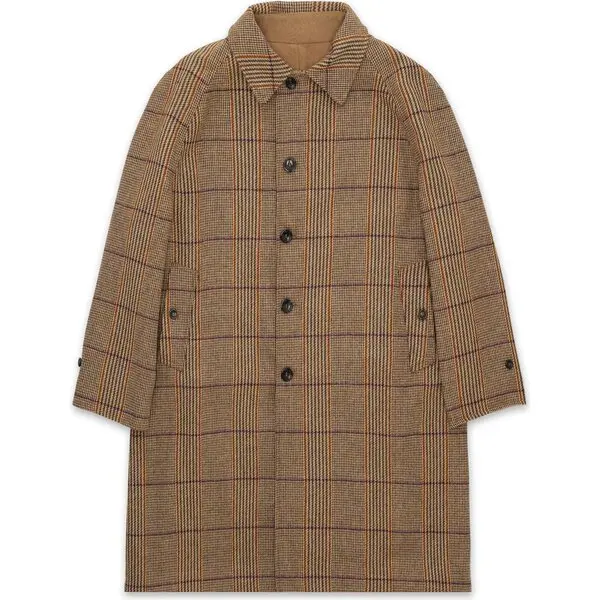 FORTELA Stanford Check Wool Double-faced Single-breasted Coat - Beige