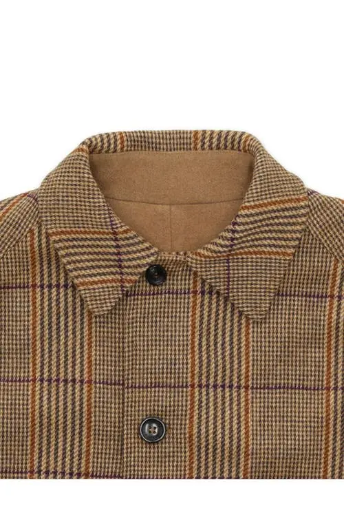 FORTELA Stanford Check Wool Double-faced Single-breasted Coat - Beige