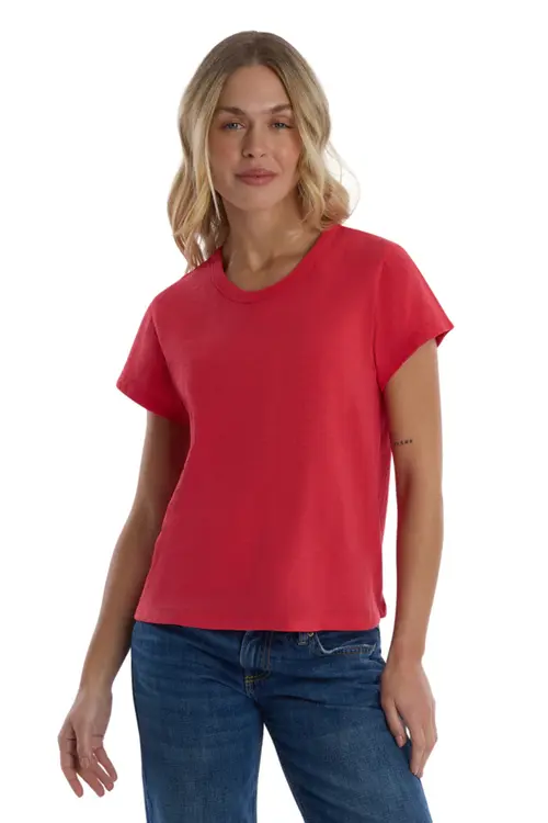 WILT CLOTHING Baby Fit Shrunken Crew Short Sleeve Tee - Poinsettia