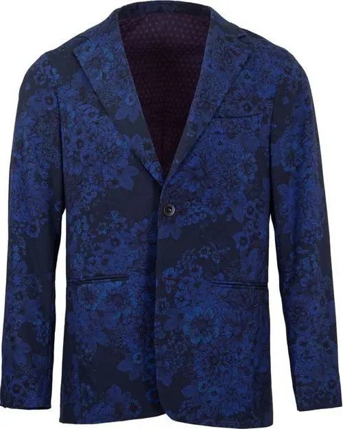 LORDS OF HARLECH Judd Fully Lined Tailored Wool Blazer - Marco Floral Midnight