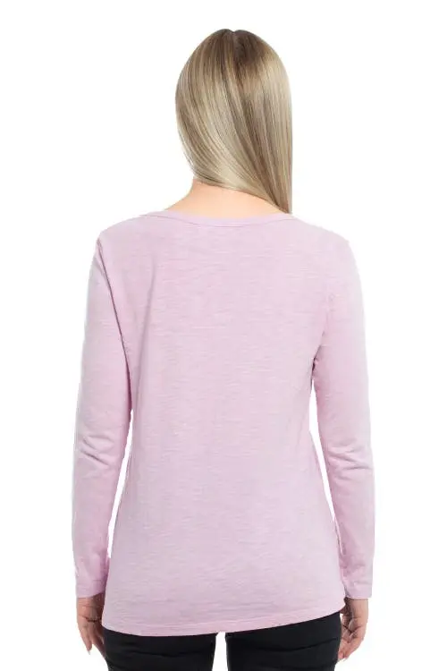 WILT CLOTHING Wide Neck Long Sleeve Tee - Mauve Mist