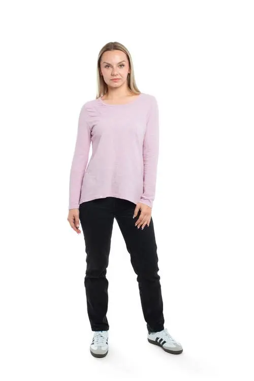 WILT CLOTHING Wide Neck Long Sleeve Tee - Mauve Mist