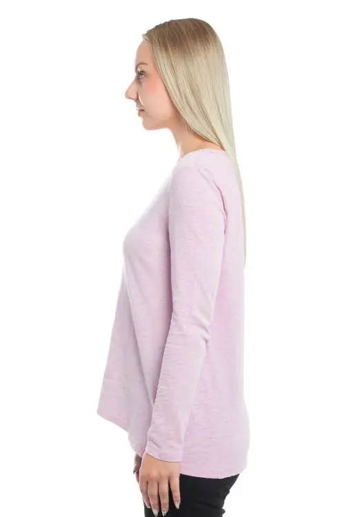 WILT CLOTHING Wide Neck Long Sleeve Tee - Mauve Mist