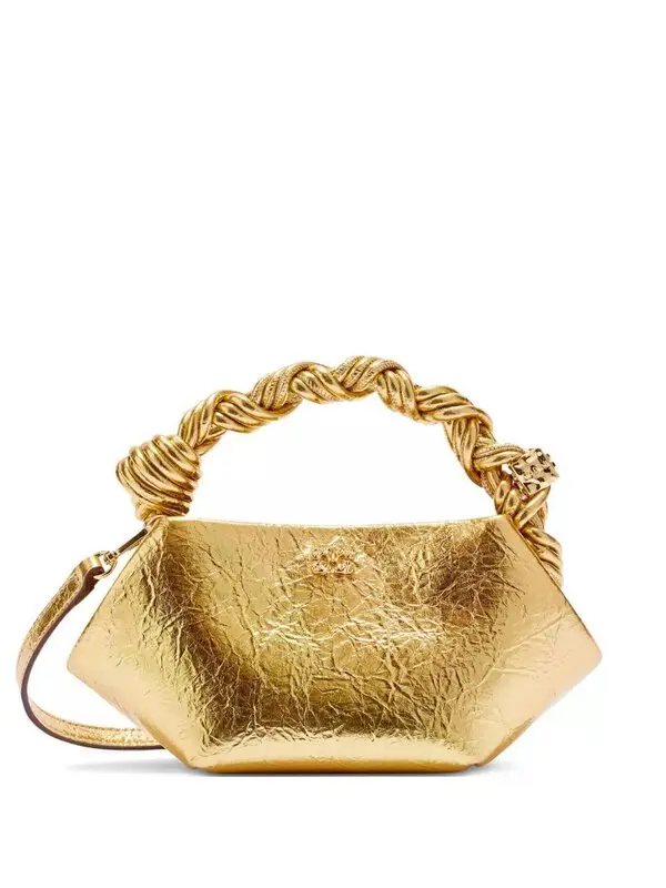 GANNI Mini Twisted-handle Tote Bag - Gold