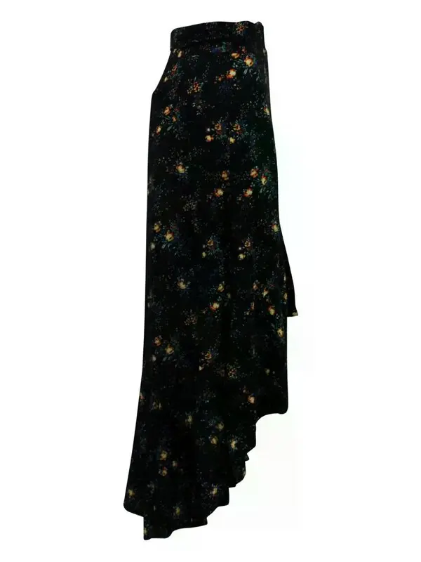 Sandro Floral Print Asymmetric Skirt