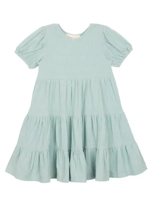 MABEL + HONEY Girls' Textured Dress With Tiered Skirt