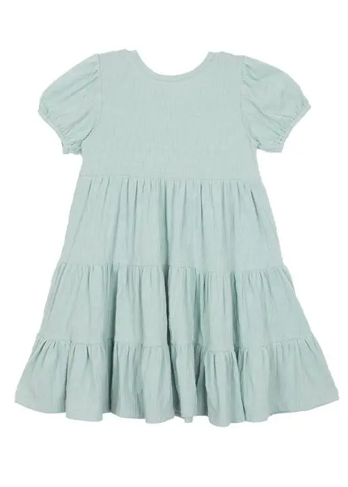 MABEL + HONEY Girls' Textured Dress With Tiered Skirt