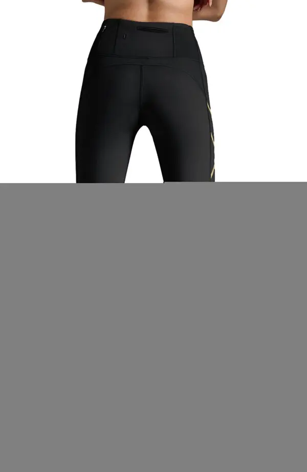 2xu Light Speed Mid-rise Compression Tights - Black/gold Reflective