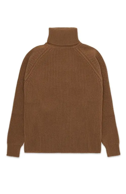 FORTELA Oslo Merino Wool High Neck Sweater - Brown