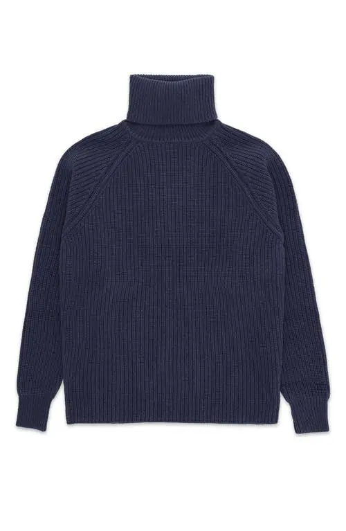 FORTELA Oslo Merino Wool High Neck Sweater - Indigo Rinse