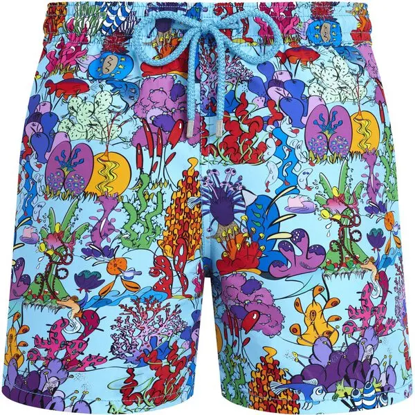 Vilebrequin Swim Shorts With Aquatic Plant Print - Blue Topaz