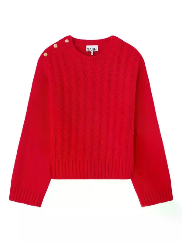 GANNI Cable Knit Buttoned Sweater
