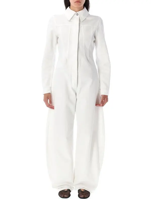 Alaïa Round Denim Jumpsuit - White