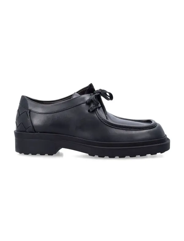 Bottega Veneta Ben Lace-up Calfskin Shoes - Black