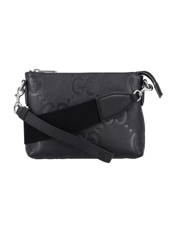 Gucci Jumbo Gg Messenger Bag - Black/black