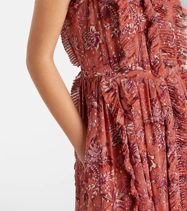 Ulla Johnson Aida Ruffled Silk-blend Chiffon Maxi Dress - Orange