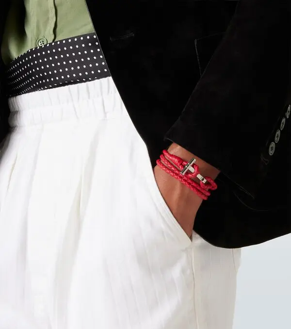 TOM FORD Braided Leather Bracelet - Red