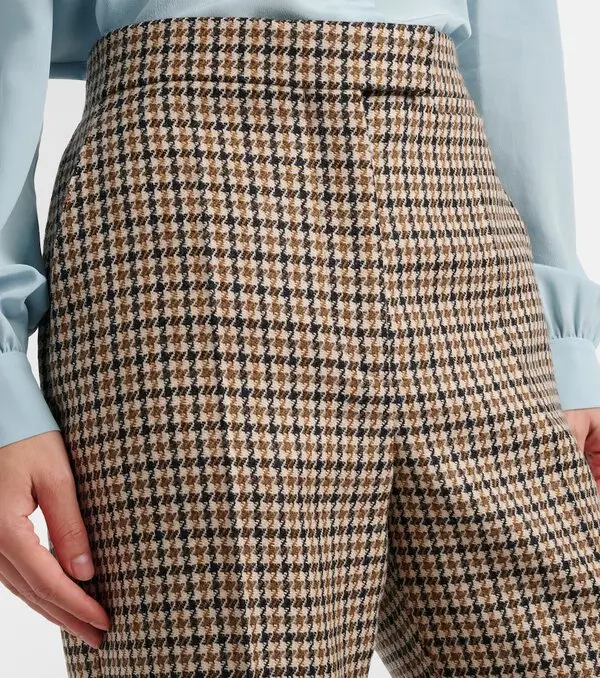 Valentino Garavani Houndstooth Cropped Virgin Wool Flared Pants