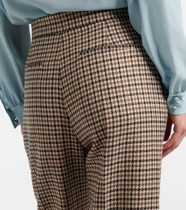 Valentino Garavani Houndstooth Cropped Virgin Wool Flared Pants