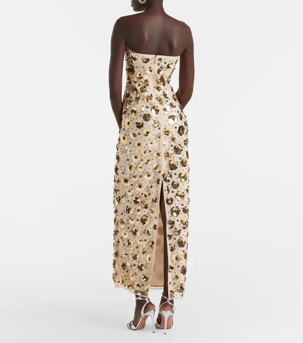 ROTATE BY BIRGER CHRISTENSEN Sequined Strapless Midi Dress