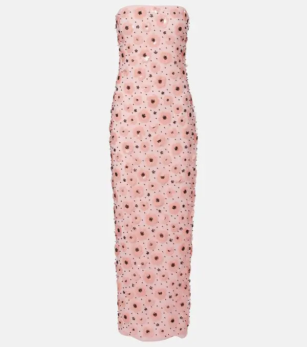 ROTATE BY BIRGER CHRISTENSEN Sequined Strapless Midi Dress