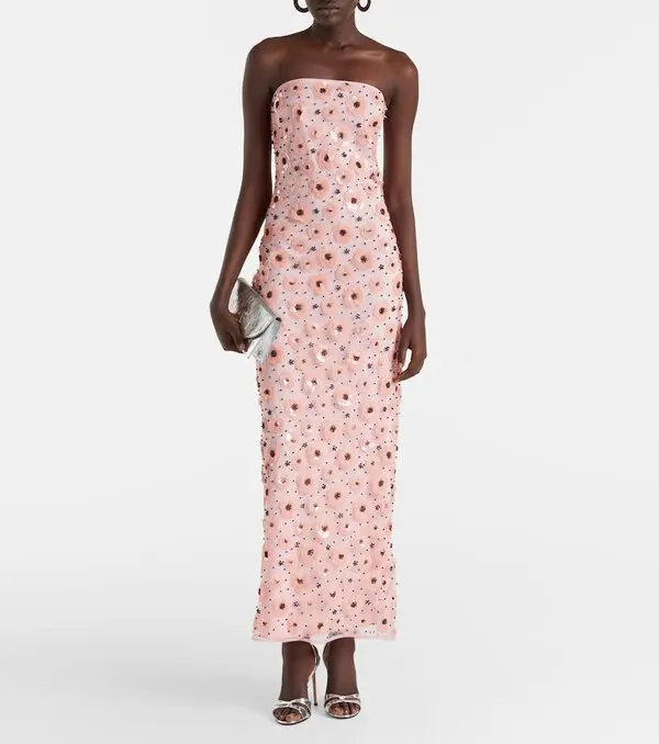 ROTATE BY BIRGER CHRISTENSEN Sequined Strapless Midi Dress