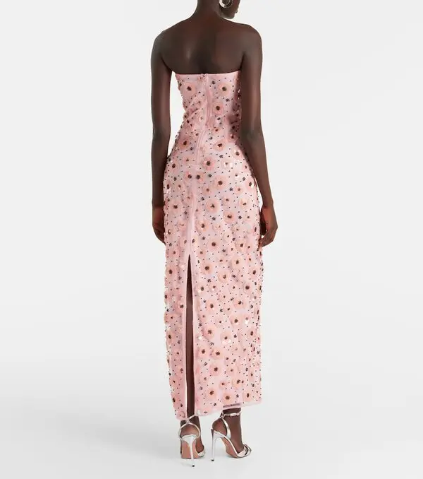 ROTATE BY BIRGER CHRISTENSEN Sequined Strapless Midi Dress