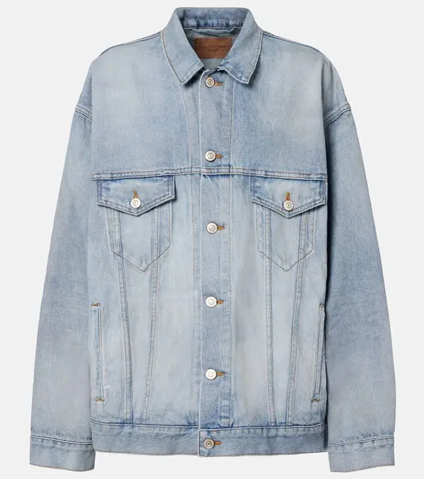 Balenciaga Logo Denim Jacket - Blue