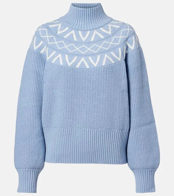 Varley Marcie Ribbed-knit Turtleneck Sweater - Blue