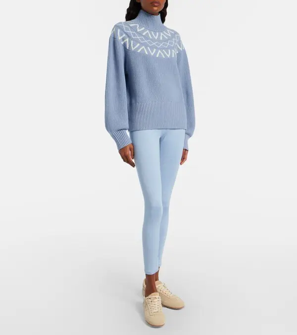 Varley Marcie Ribbed-knit Turtleneck Sweater - Blue