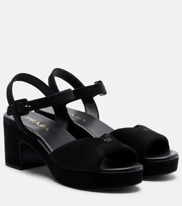 Prada Suede Sandals - Black
