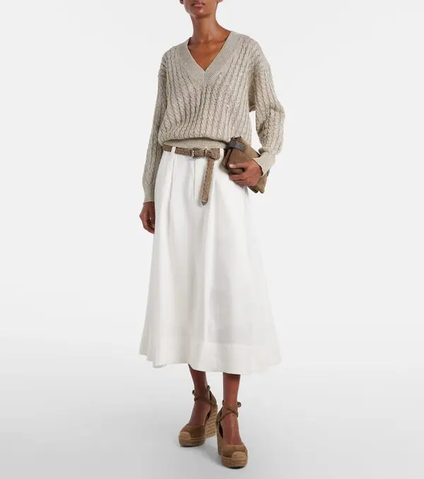 Brunello Cucinelli Mid-rise Midi Skirt