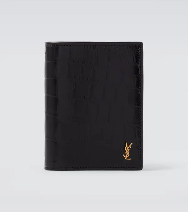 Saint Laurent Cassandre Leather Card Holder - Black
