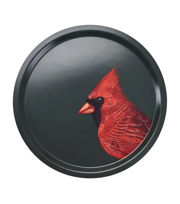 Halcyon Days Birchwood Woodland Wildlife Red Cardinal Tray - Green